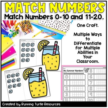 Summer Math Craft, Lemonade Craft l Number Matching | Made By Teachers
