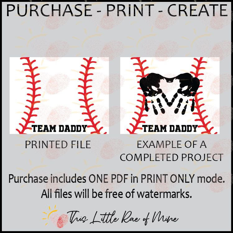 Team Daddy - baseball - Father's Day - Handprint Art - printable ...