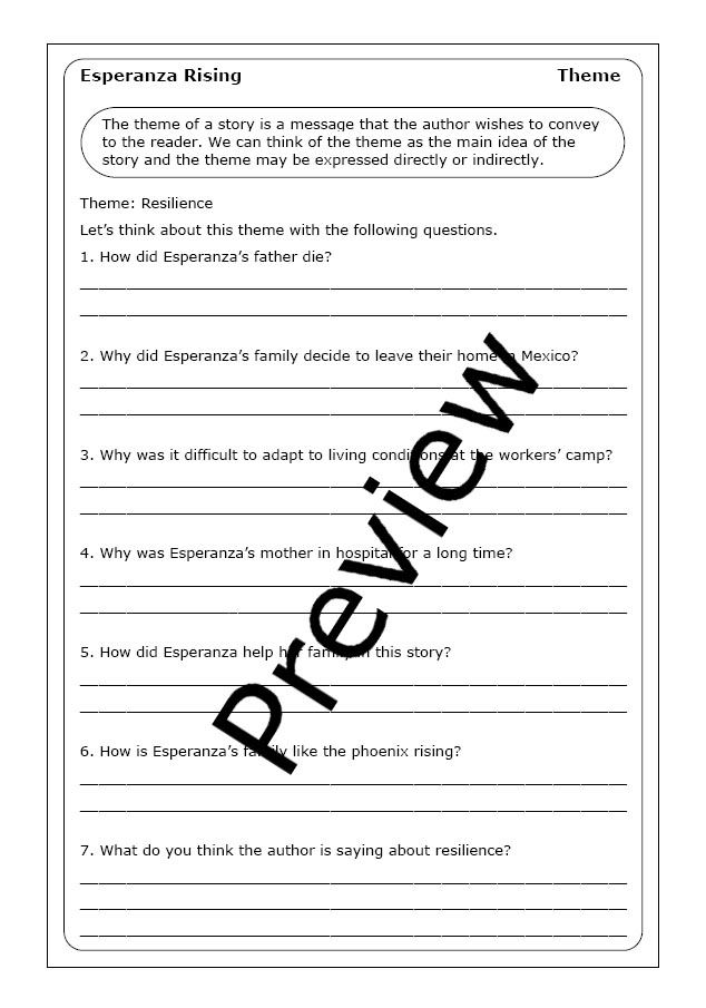 Pam Muñoz Ryan "Esperanza Rising" worksheets | Made By Teachers