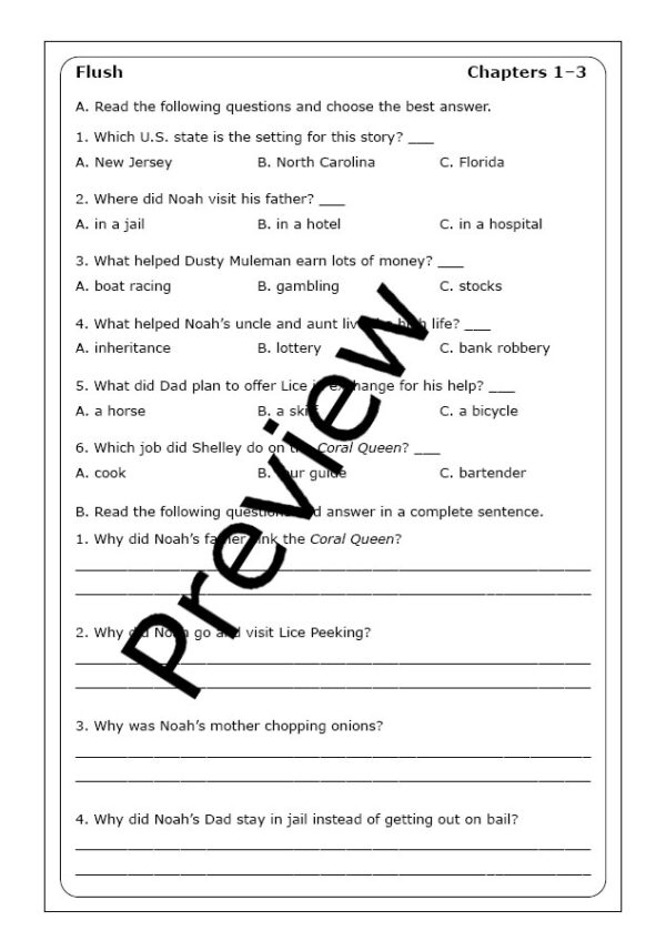Carl Hiaasen "Flush" worksheets | Made By Teachers