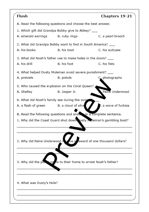 Carl Hiaasen "Flush" worksheets | Made By Teachers