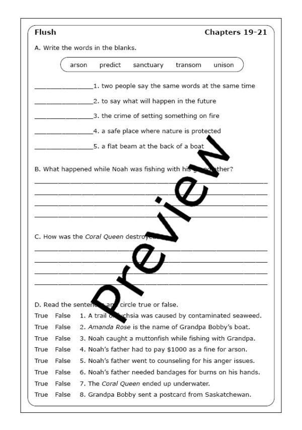 Carl Hiaasen "Flush" worksheets | Made By Teachers