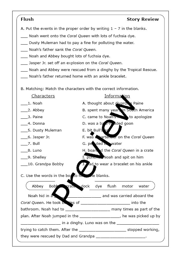 Carl Hiaasen "Flush" worksheets | Made By Teachers