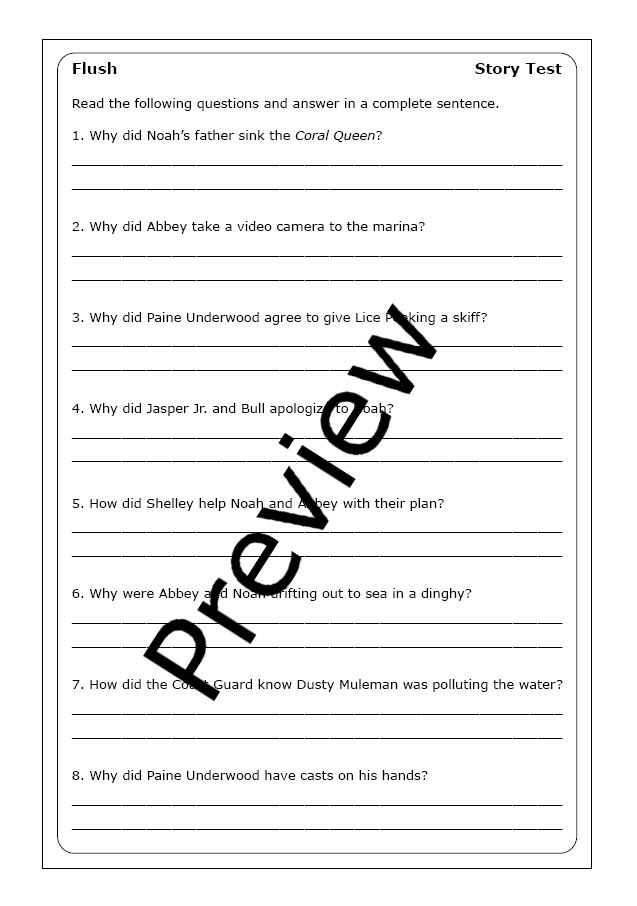 Carl Hiaasen "Flush" worksheets | Made By Teachers
