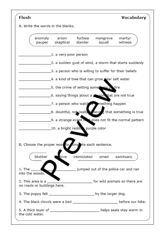 Carl Hiaasen "Flush" worksheets | Made By Teachers