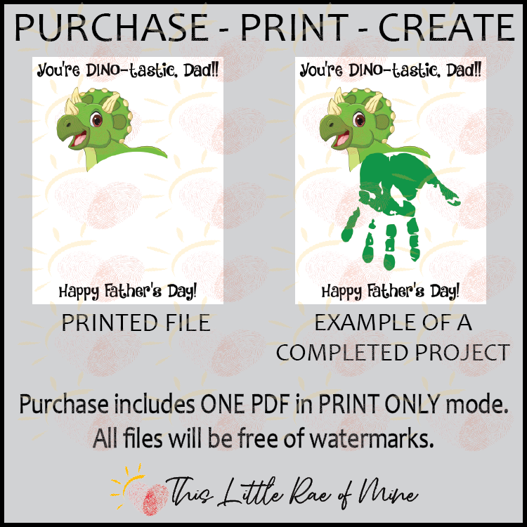 You're Dino-tastic - Dinosaur - Father's Day - Handprint Art printable ...