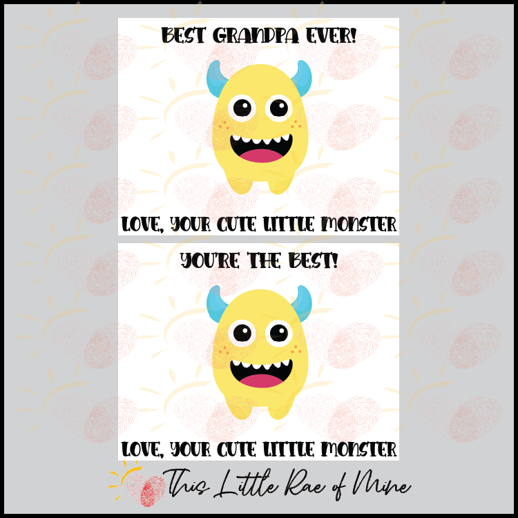 Love your cute little monster - Father's Day - printable Handprint Art ...