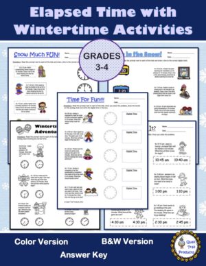 Elapsed Time Worksheets - Winter Theme | Made By Teachers