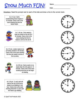 Elapsed Time Worksheets - Winter Theme | Made By Teachers