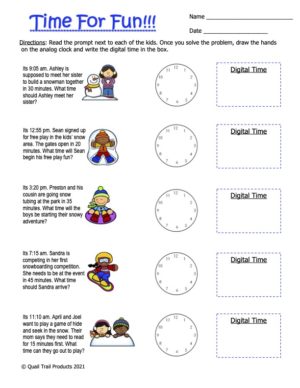 Elapsed Time Worksheets - Winter Theme | Made By Teachers