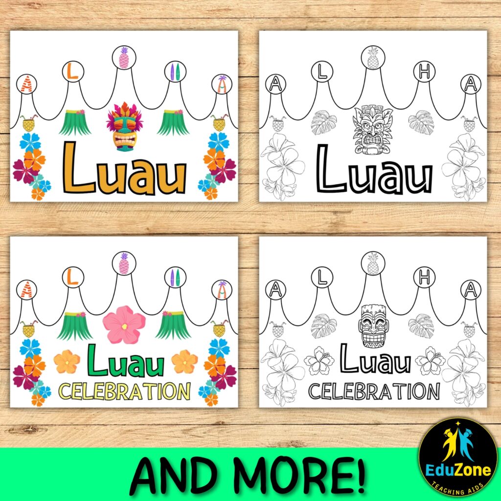 Hawaiian Luau Party Crowns & Hats: Printable and Colorable Classroom ...