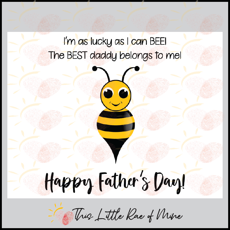 Lucky as can bee - bumble bee - Father's Day - Handprint Art printable ...