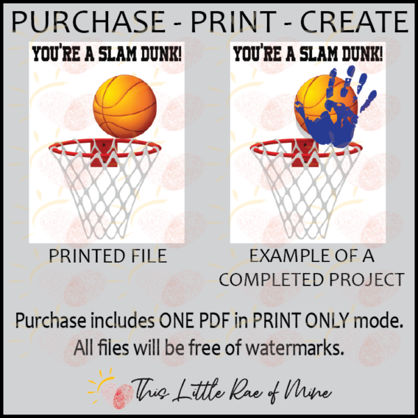 Slam Dunk - Basketball - Father's Day - printable - Handprint art ...
