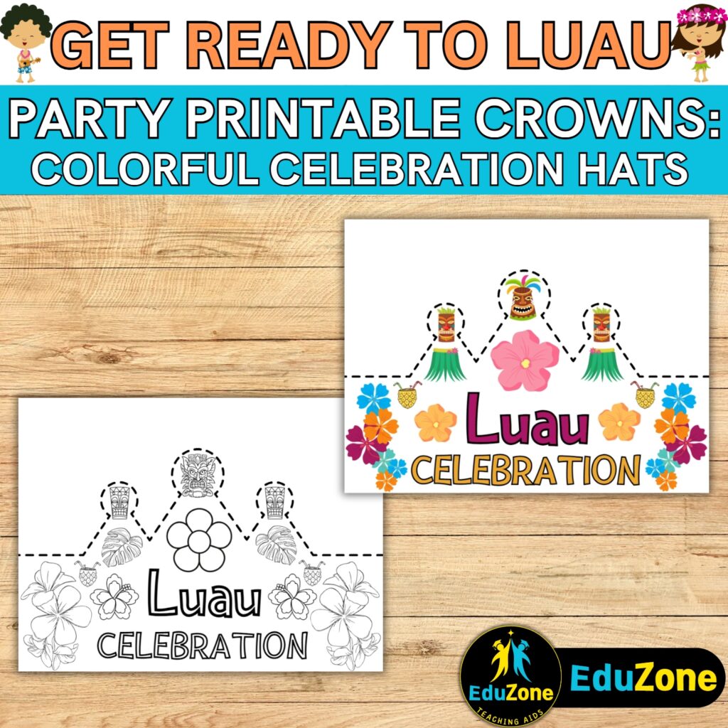 Hawaiian Luau Celebration Hats: Printable Party Crowns for Your Summer ...