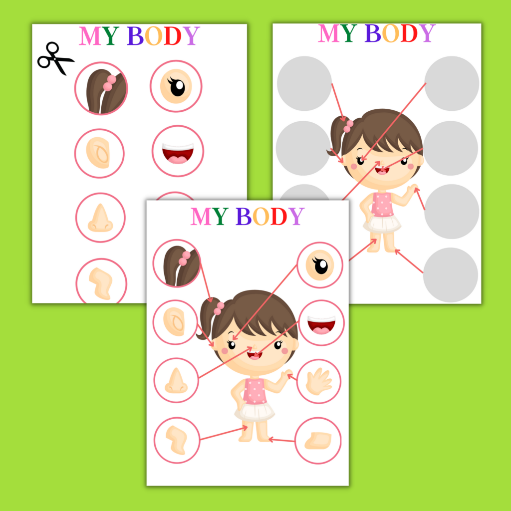 Body Parts Matching Activity Printable, Toddler Busy Book Pages ...