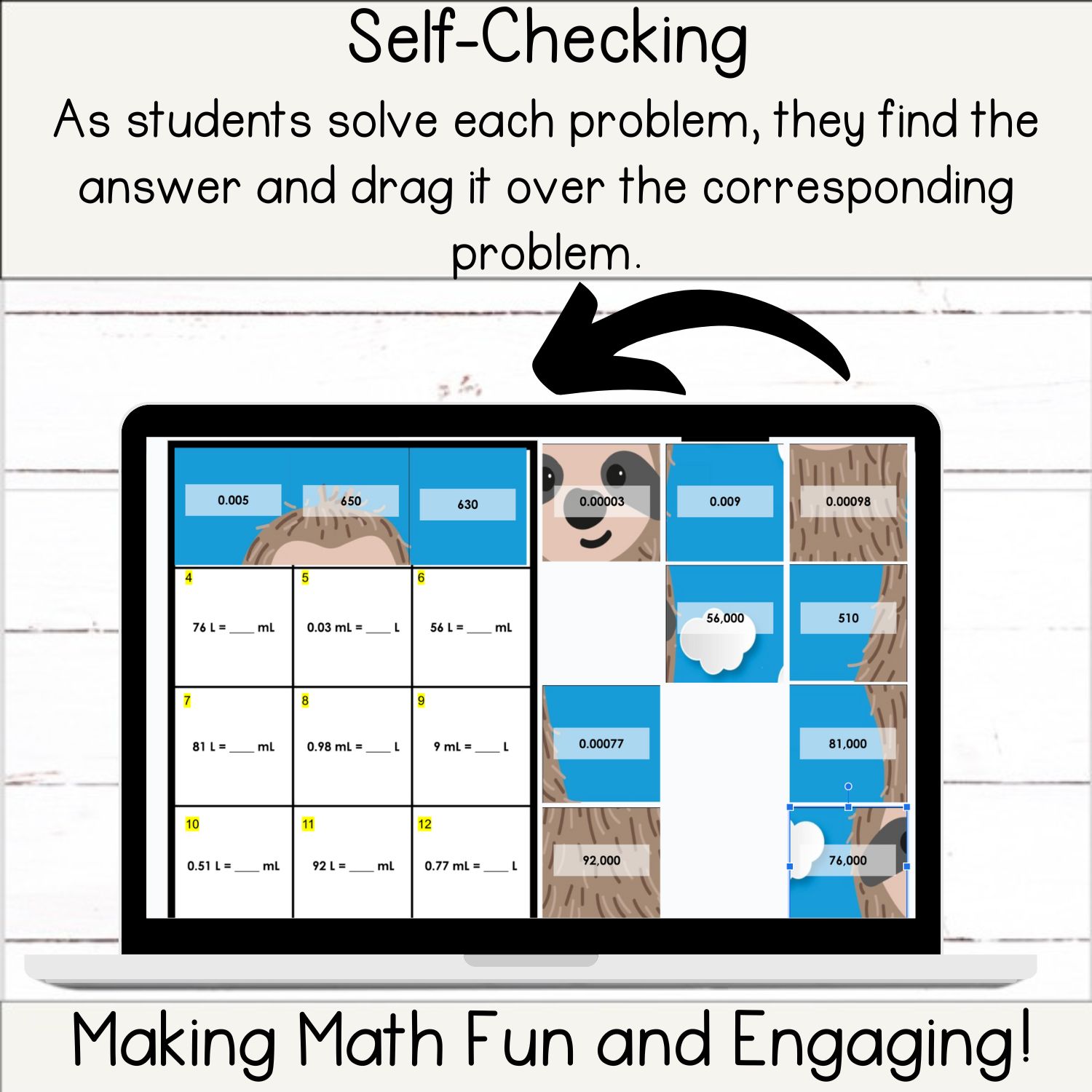 Change - Convert - Metric Capacity Digital Self-Checking Math Activity ...