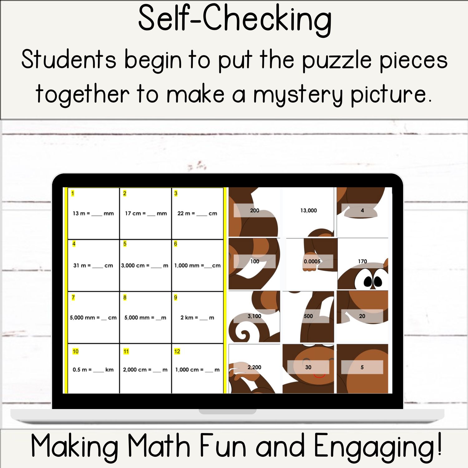 Change - Convert - Metric Length Digital Self-Checking Math Activity ...