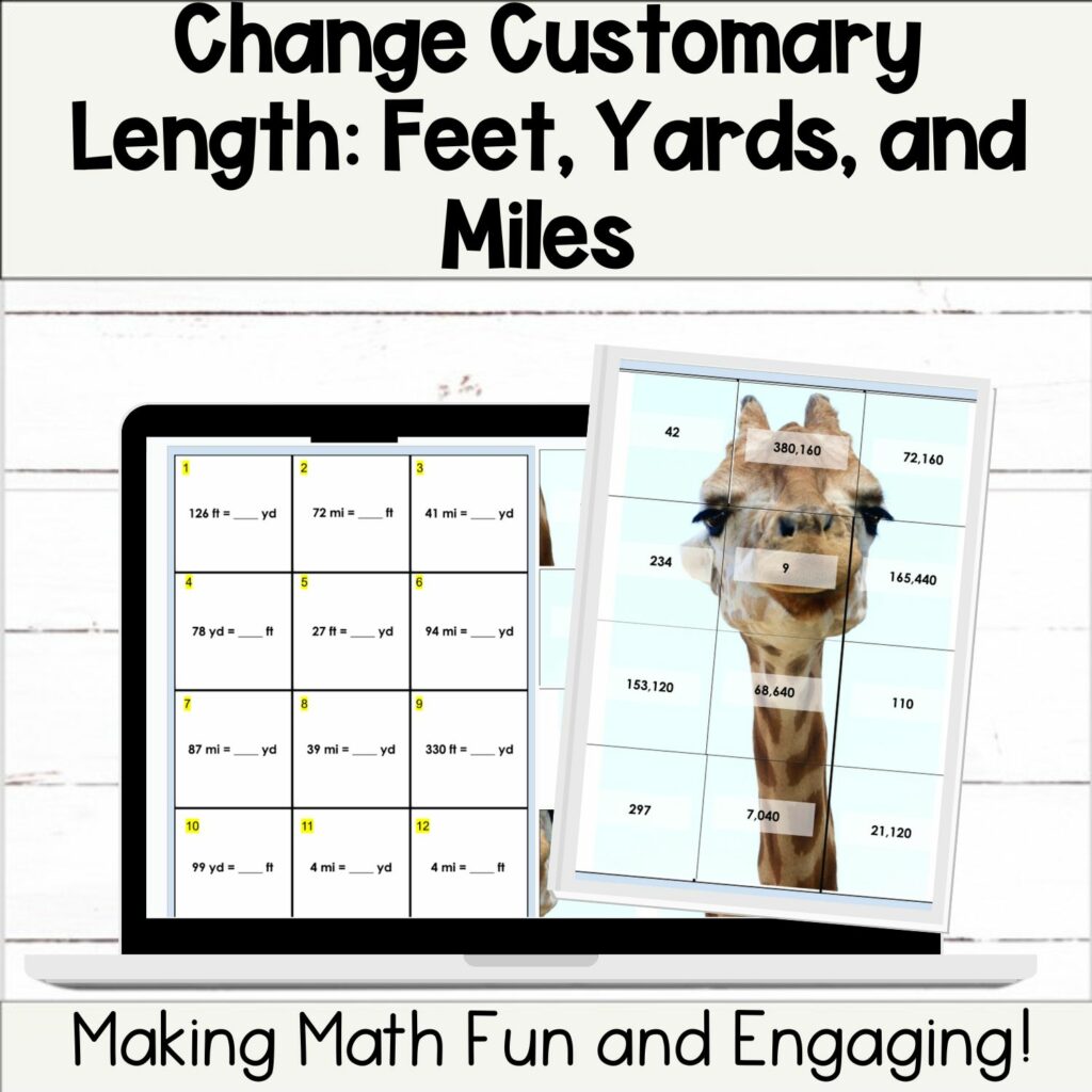 Change - Convert - Customary Length: Miles, Yards, & Feet Digital Math ...
