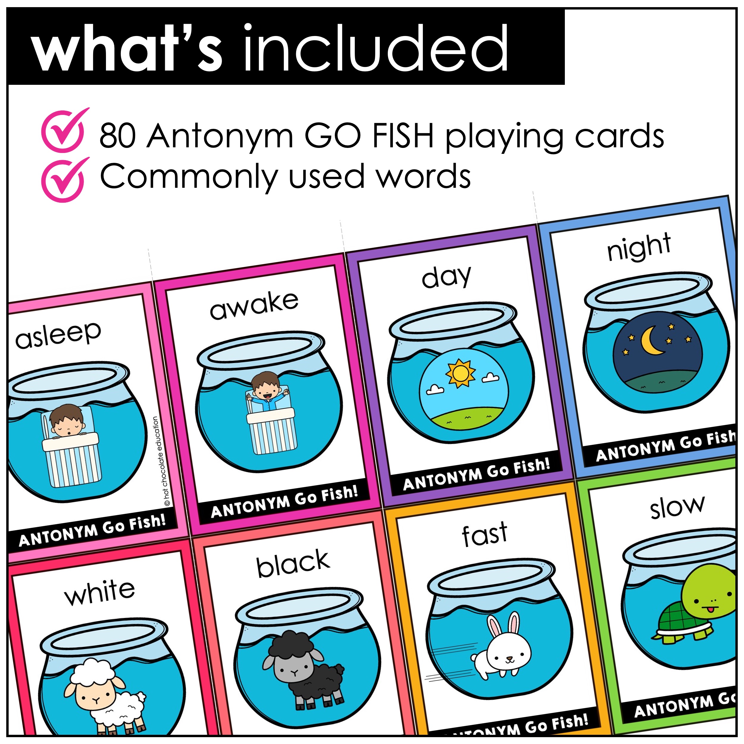Antonym & Opposite Words Card Game - GO FISH - Vocabulary Building ...