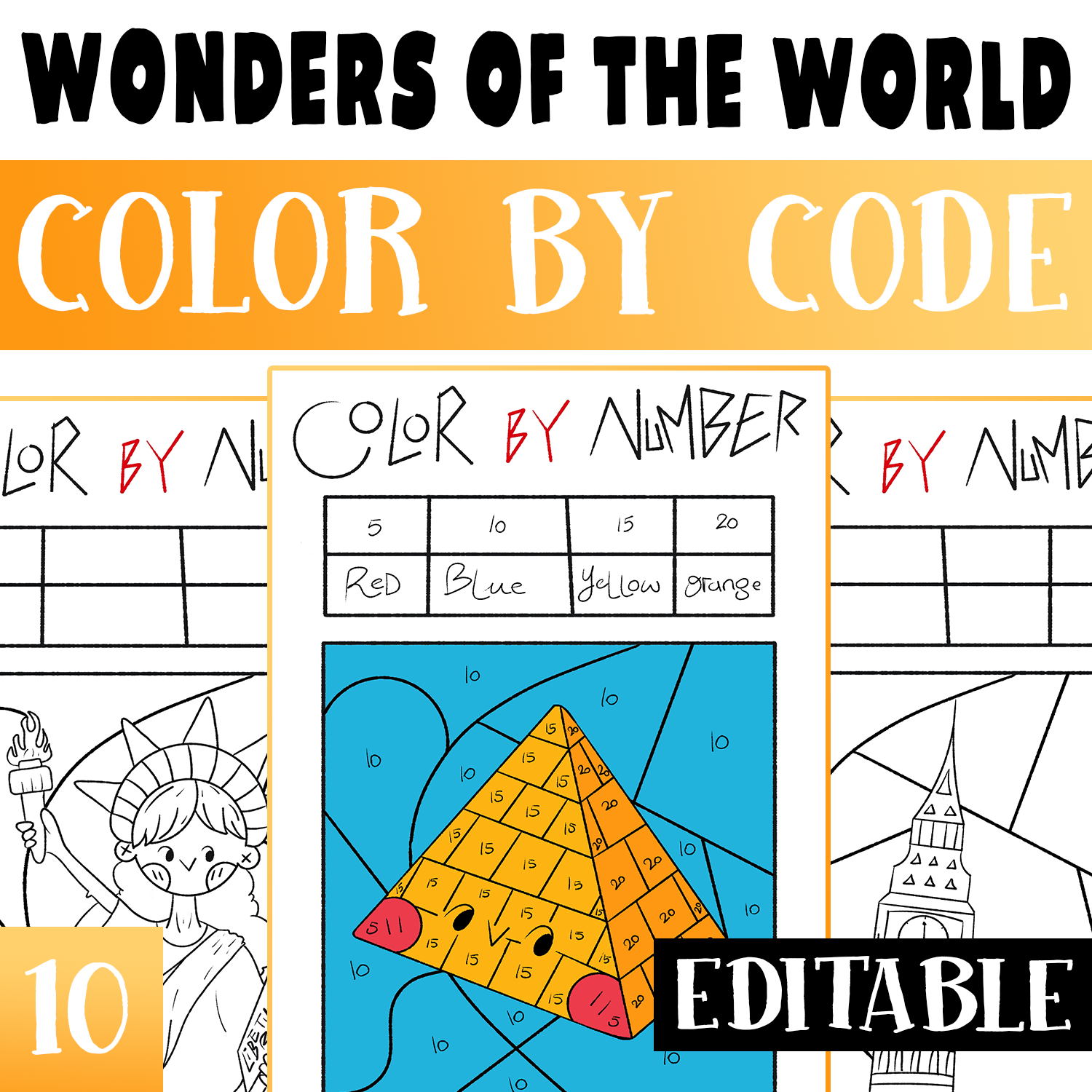 Wonders of The World Editable Color By Code Worksheet Activity, Color ...