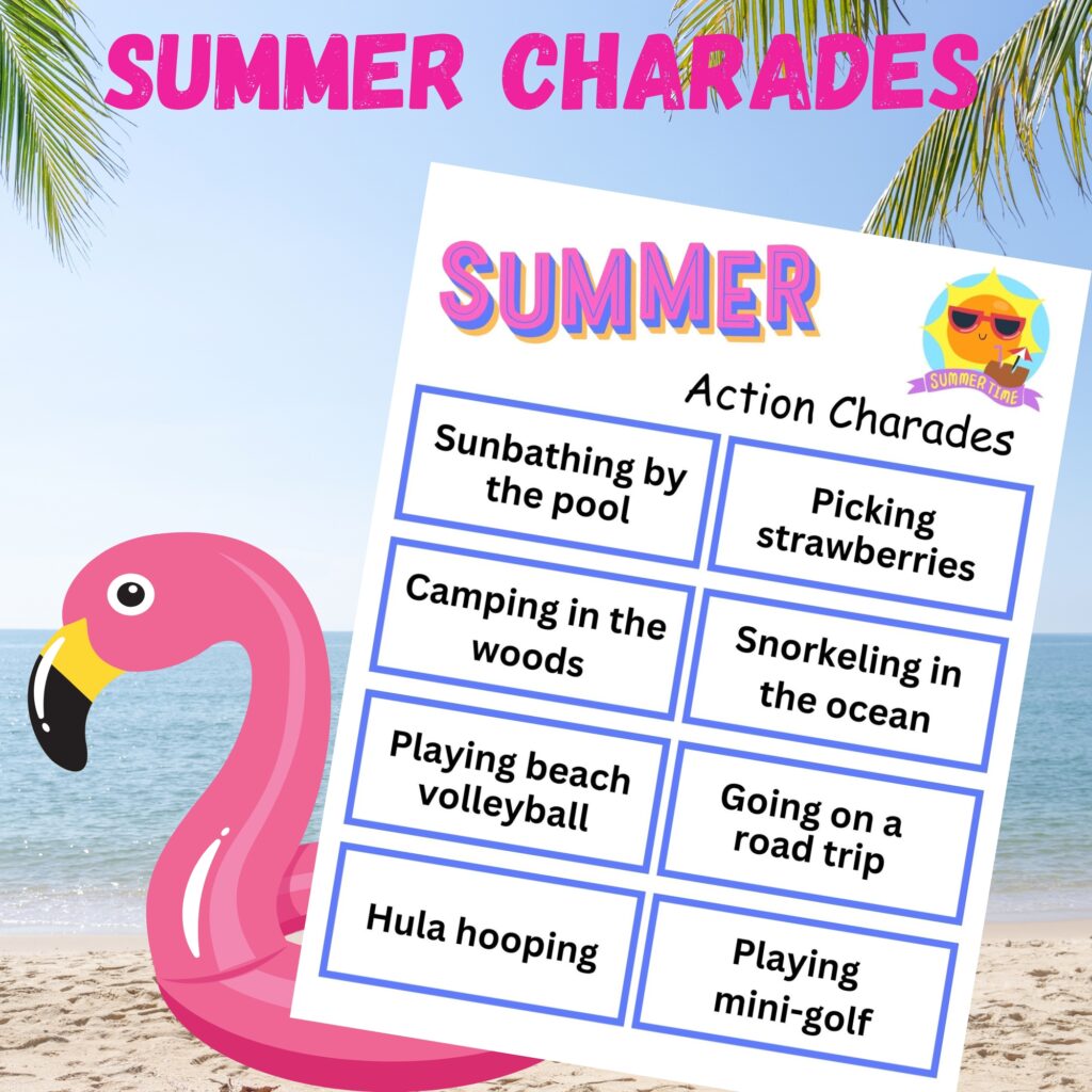 Summer Charades Activity for Kids and Adults, end of the year | Made By ...