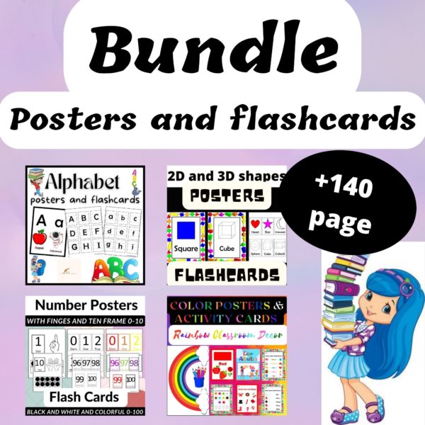 posters and flashcards bundle numbers shape color alphabet classroom ...