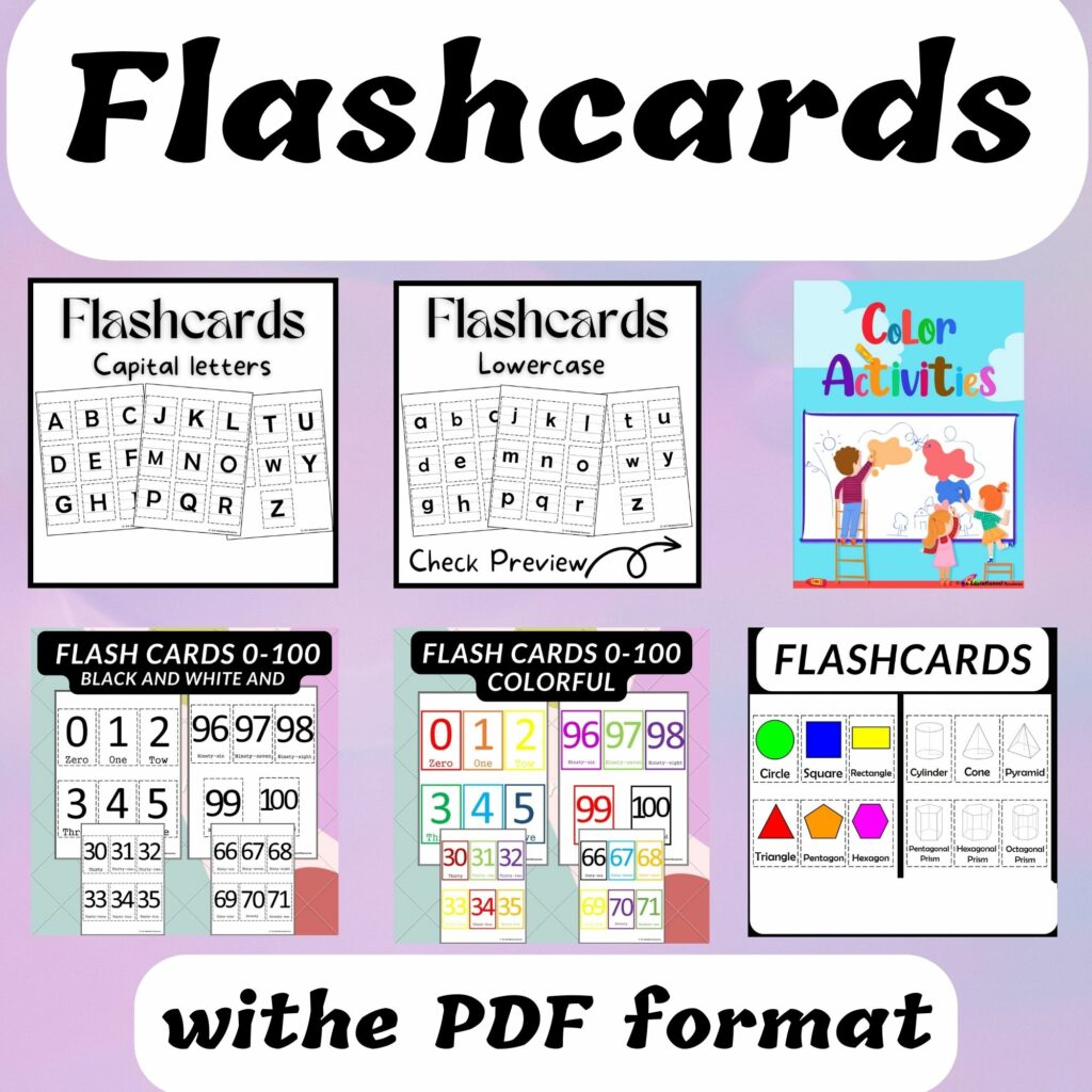 posters and flashcards bundle numbers shape color alphabet classroom ...