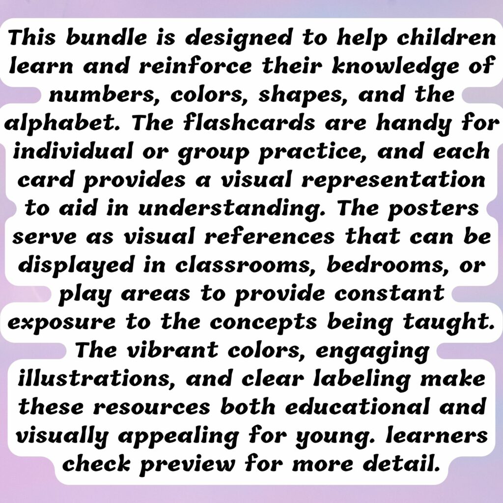 posters and flashcards bundle numbers shape color alphabet classroom ...