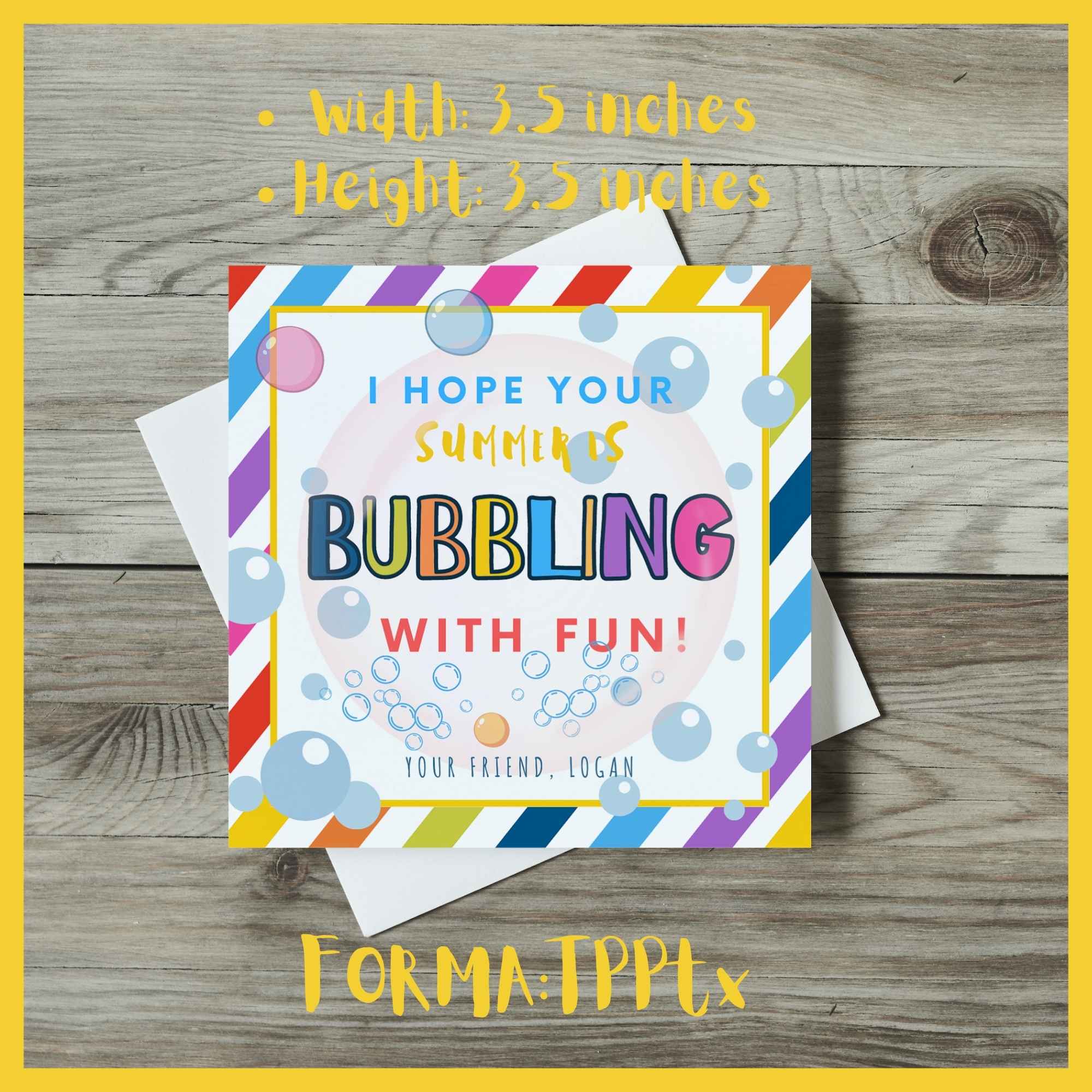 End of School Bubble Tags Summer Vacation Bubble Favor Tag Classmate ...