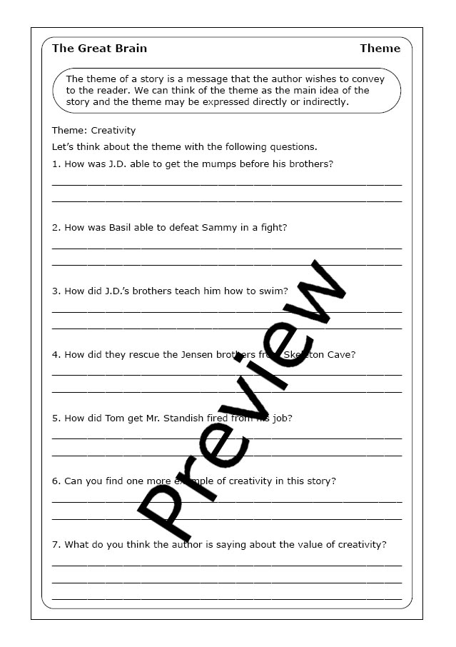 John D. Fitzgerald "The Great Brain" worksheets | Made By Teachers