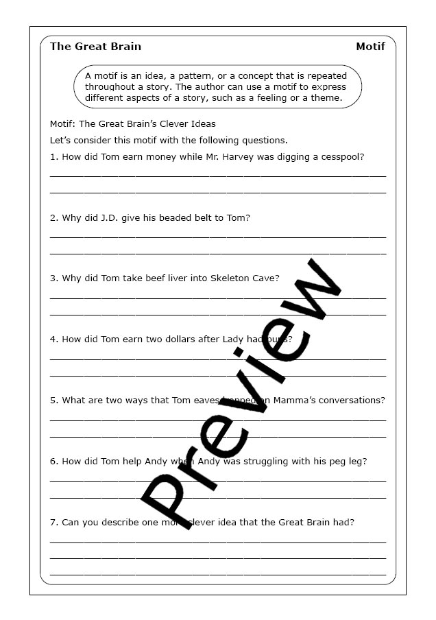 John D. Fitzgerald "The Great Brain" worksheets | Made By Teachers
