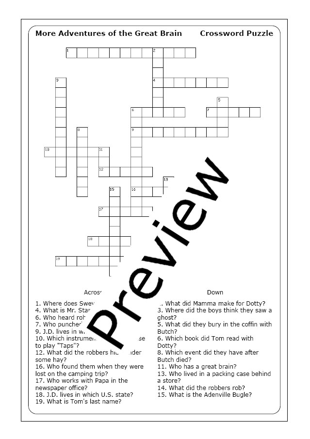 John D. Fitzgerald "More Adventures of the Great Brain" worksheets ...