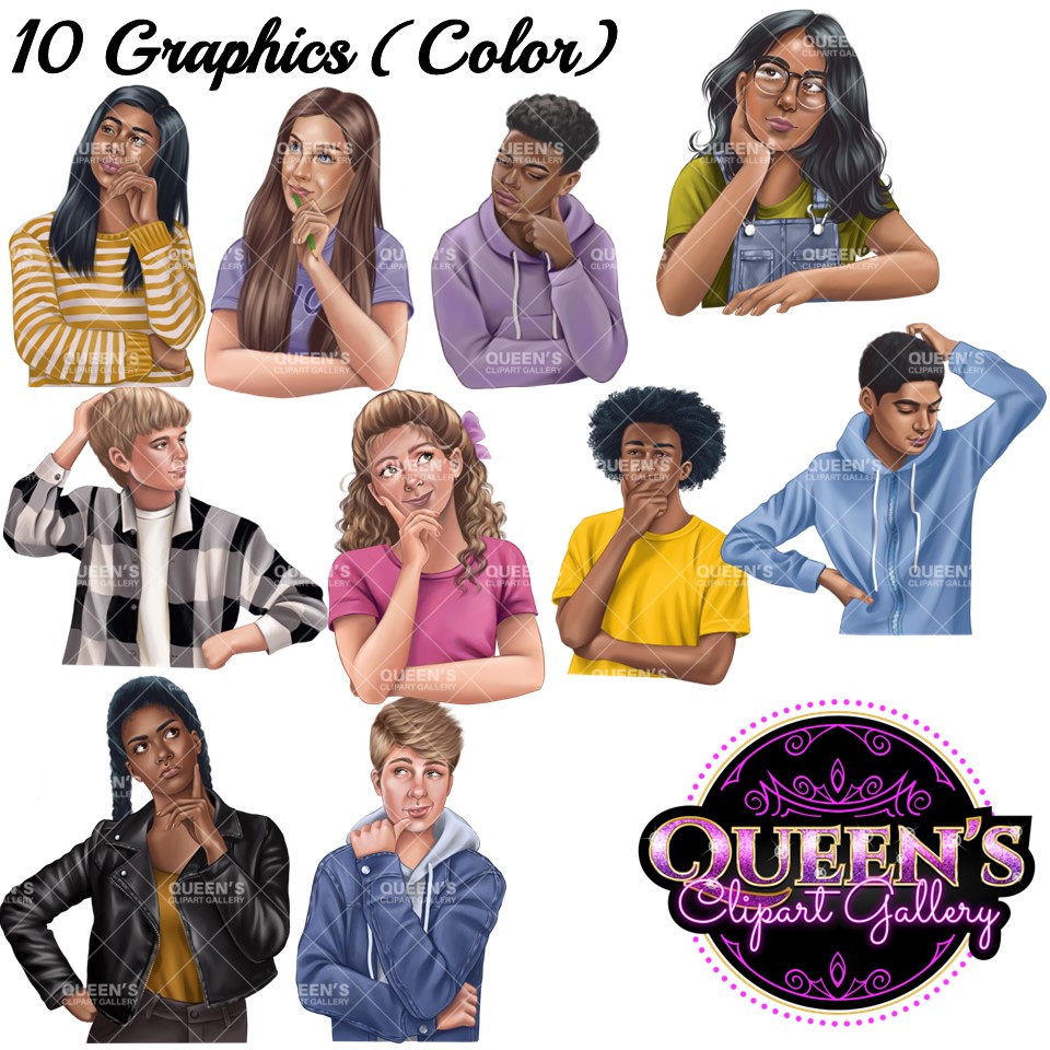 Teens Thinking Clipart, High School Teenagers, Teen Clipart, Teenagers ...