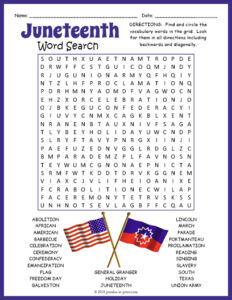 JUNETEENTH Word Search Puzzle Worksheet Activity | Made By Teachers