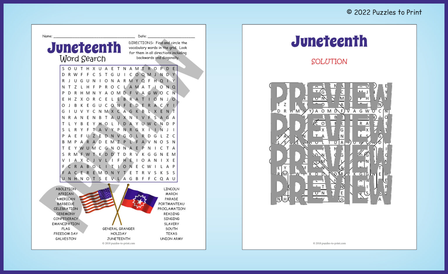 JUNETEENTH Word Search Puzzle Worksheet Activity | Made By Teachers