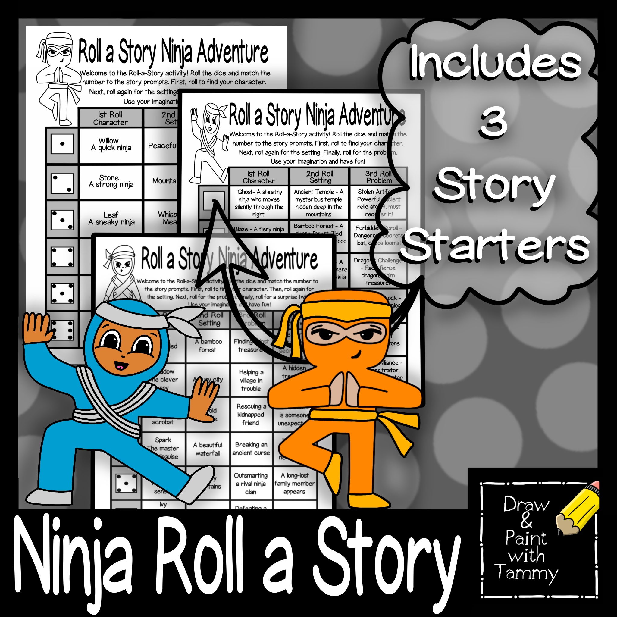 Roll A Story Ninja Themed Story Starters perfect for classrooms and sub ...