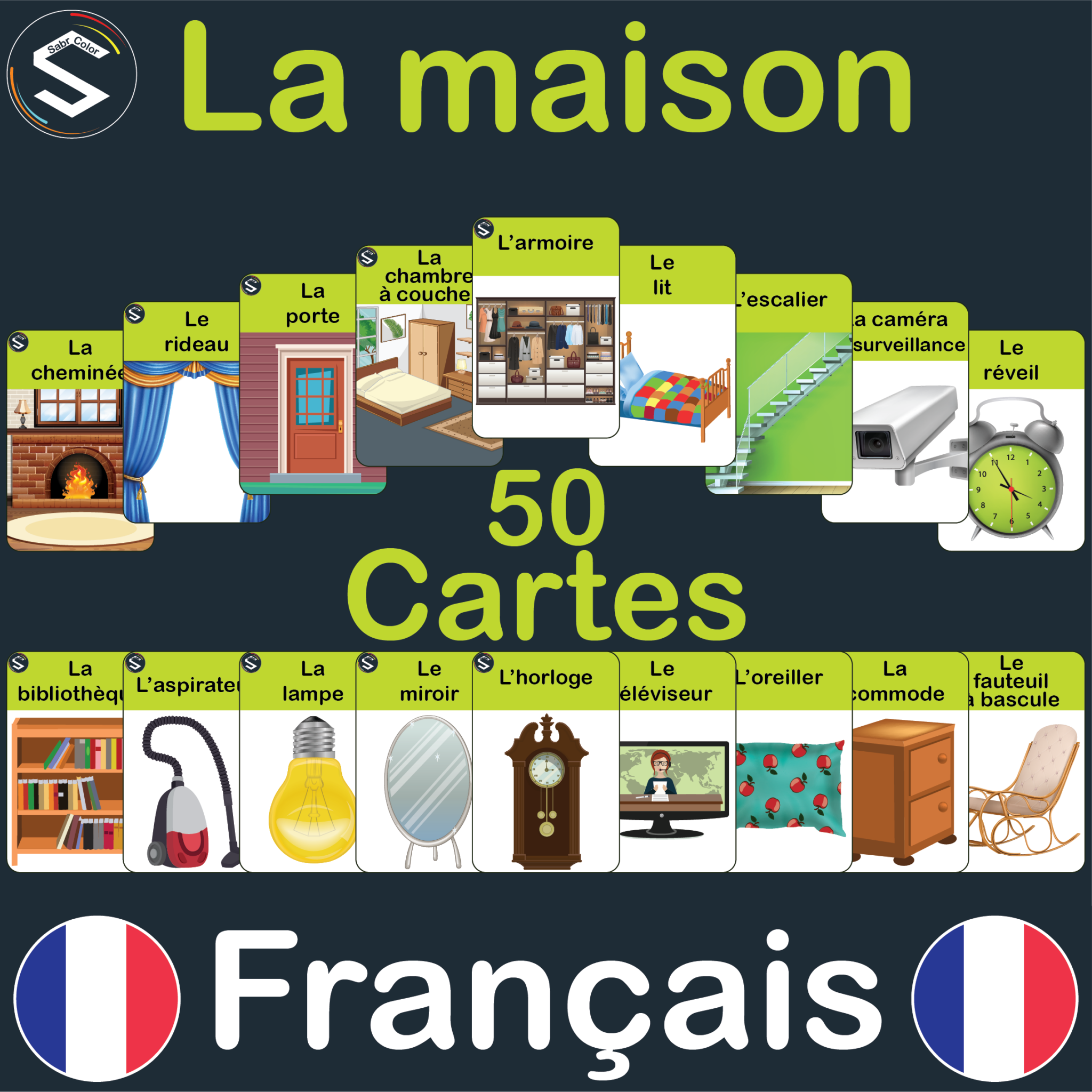 FRENCH House Vocabulary list Flashcards | vocabulaire français de La ...
