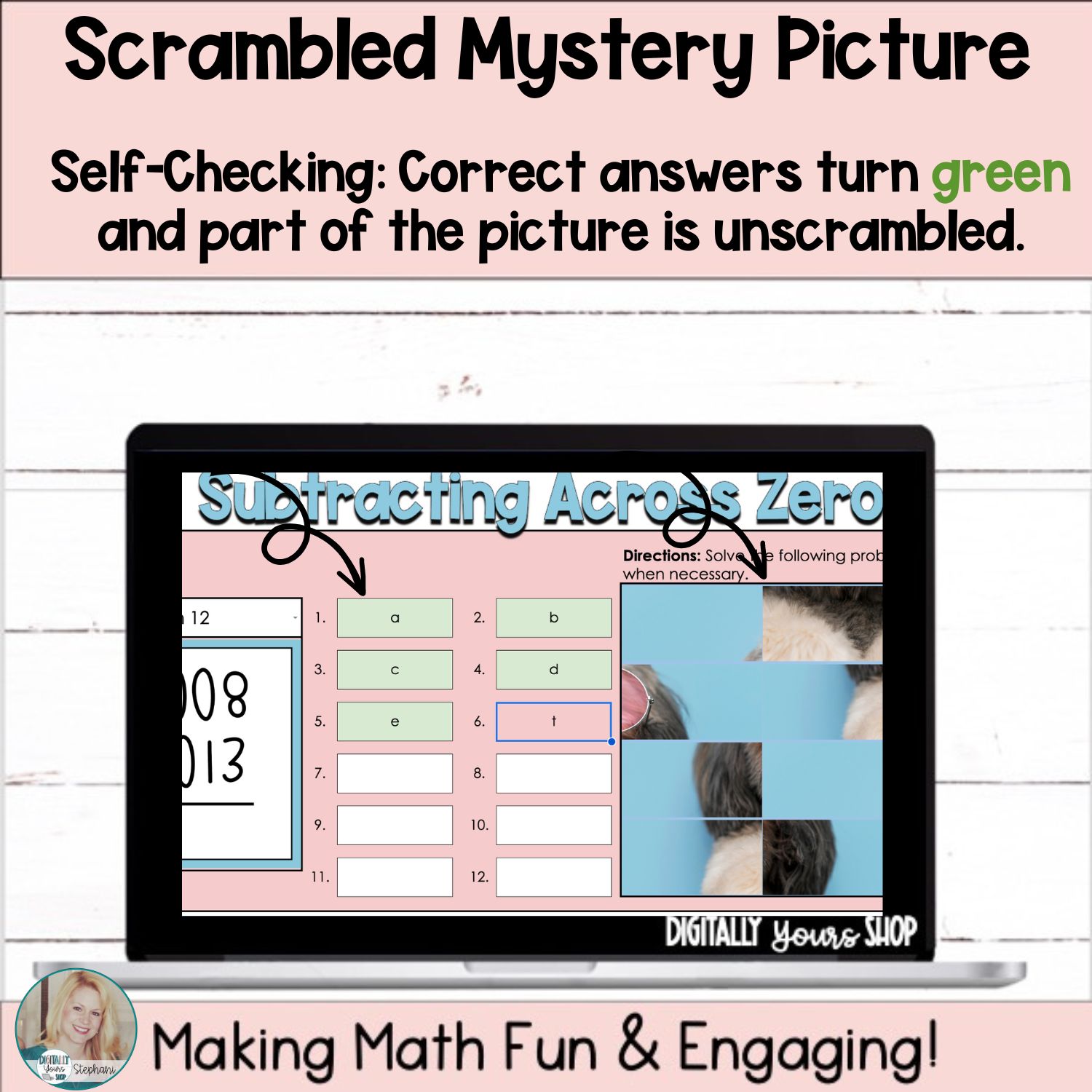 Subtracting Across Zeros Digital Self-Checking Math Activity | Made By ...