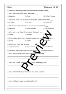 Carl Hiaasen "Hoot" worksheets | Made By Teachers