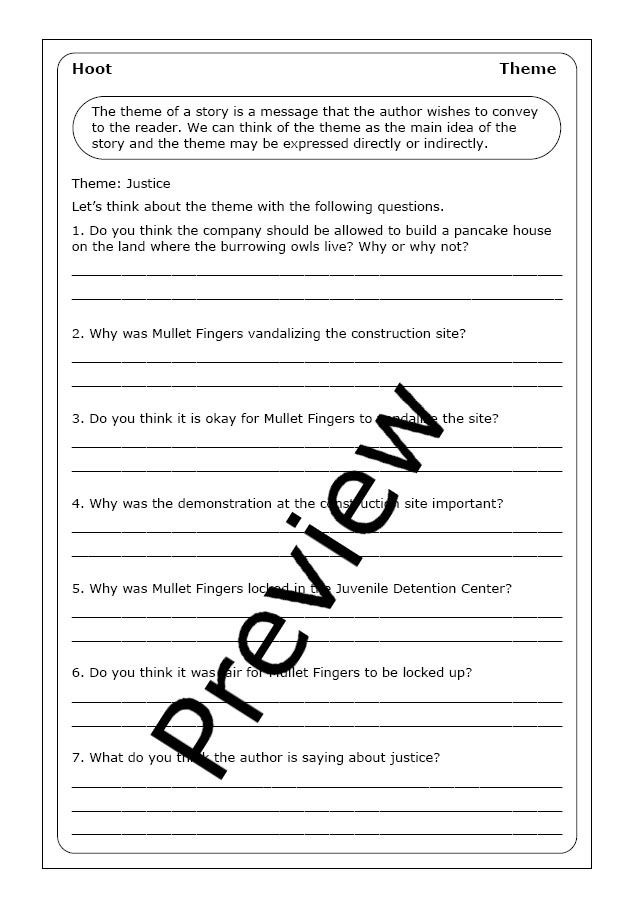 Carl Hiaasen "Hoot" worksheets | Made By Teachers