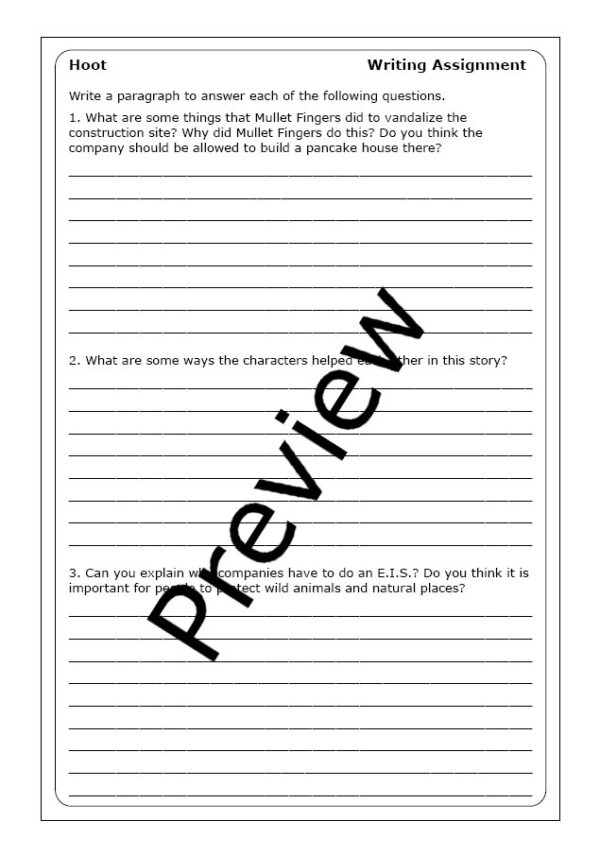 Carl Hiaasen "Hoot" worksheets | Made By Teachers
