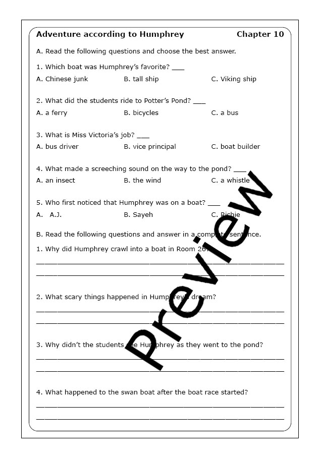 Betty G. Birney "Adventure according to Humphrey" worksheets | Made By ...