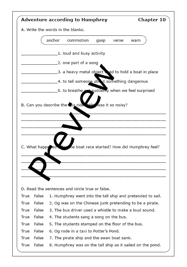 Betty G. Birney "Adventure according to Humphrey" worksheets | Made By ...