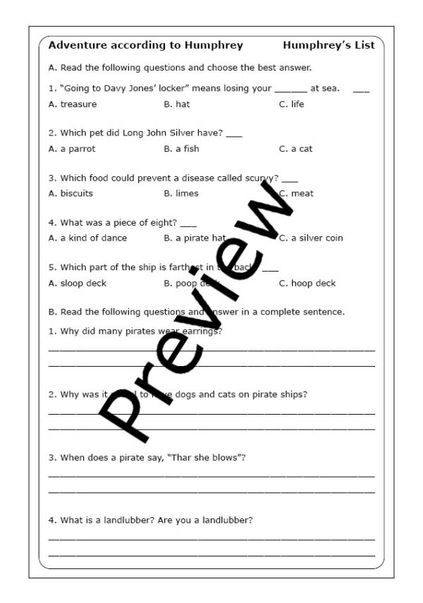 Betty G. Birney "Adventure according to Humphrey" worksheets | Made By ...