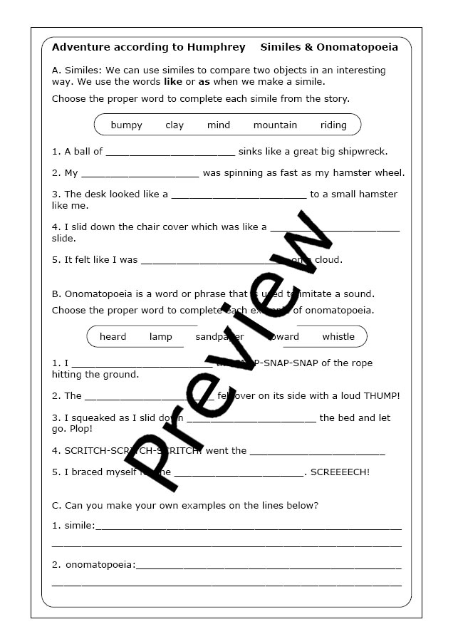 Betty G. Birney "Adventure according to Humphrey" worksheets | Made By ...