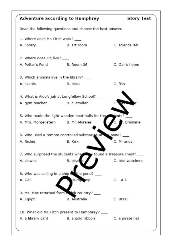 Betty G. Birney "Adventure according to Humphrey" worksheets | Made By ...