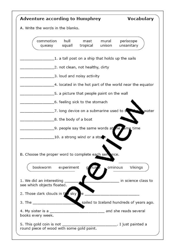 Betty G. Birney "Adventure according to Humphrey" worksheets | Made By ...