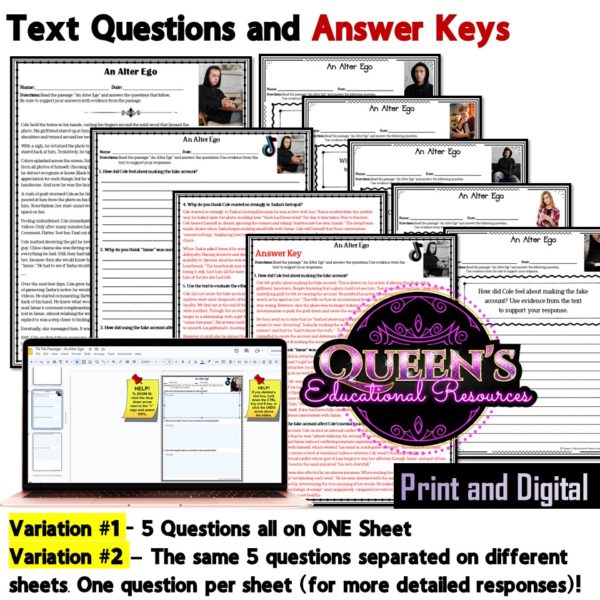Tik Tok Reading Passage and Activities, Teen Relationships, Morals ...