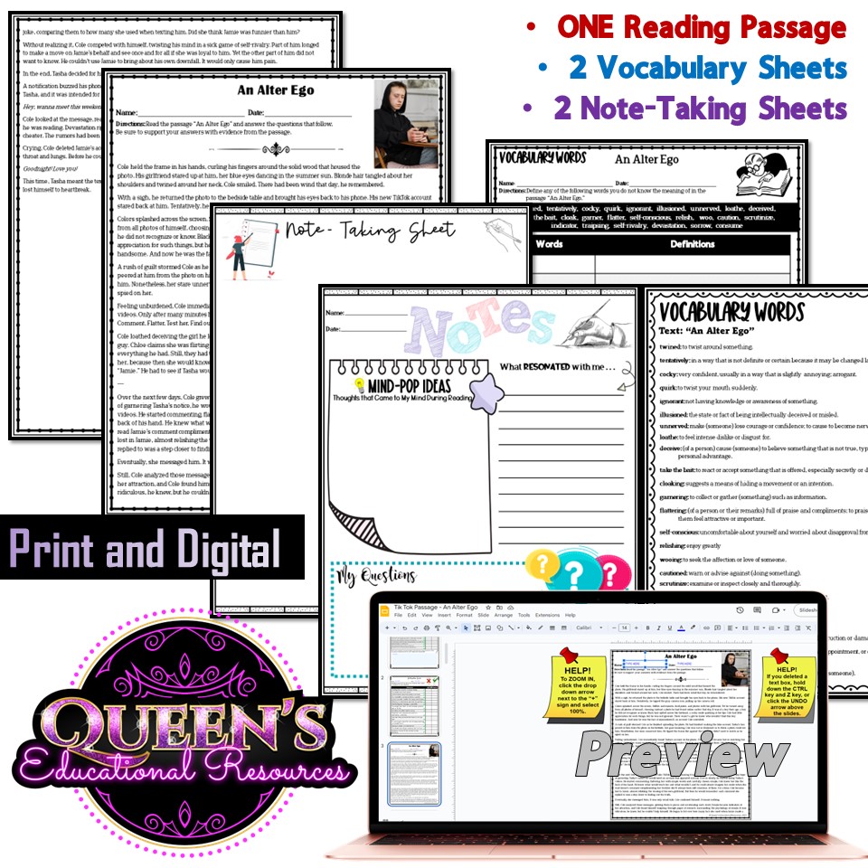 Tik Tok Reading Passage and Activities, Teen Relationships, Morals ...