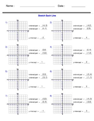 Linear Equations - Graphing Lines Given Two Ordered Pairs Worksheets ...